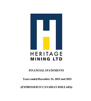Financial Information - Heritage Mining
